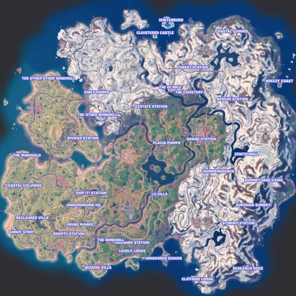 Fortnite 第 5 章地图 – 所有地点和地标
